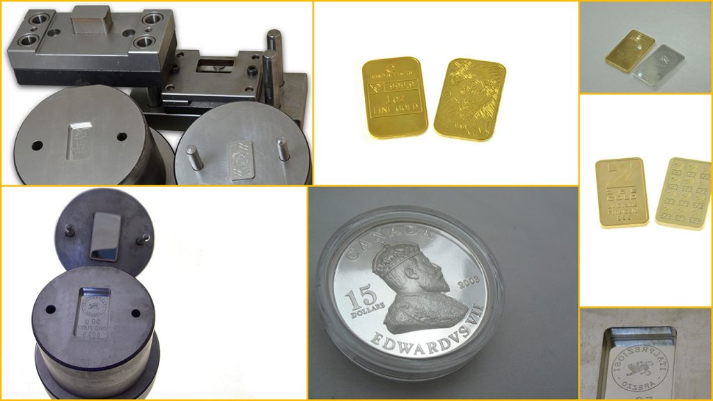 Minting tools for gold bars coins medals